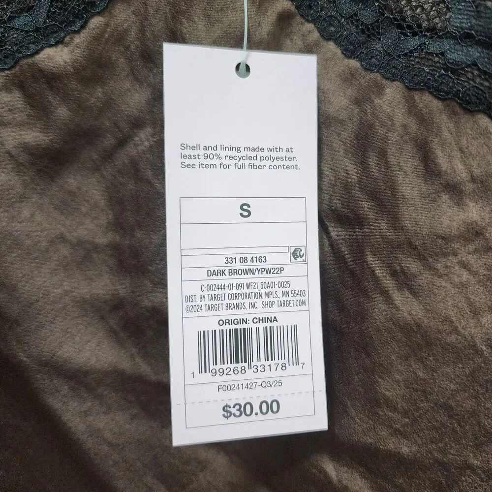 wild fable | Dresses | Chocolate Brown Satin Babydoll Lace Trim Slip ...